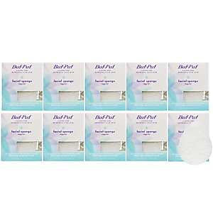 Buf-Puf Facial Sponge, Dermatologist Developed, Removes Deep Down Dirt & Makeup That Causes Breakouts and Blackheads, Reusable, Exfoliating, White, 10 Count