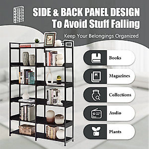 Merax 6-Tier Tall Bookshelf Bookcase, Freestanding Open Large Vintage Industrial Storage and Display Shelves for Home Office