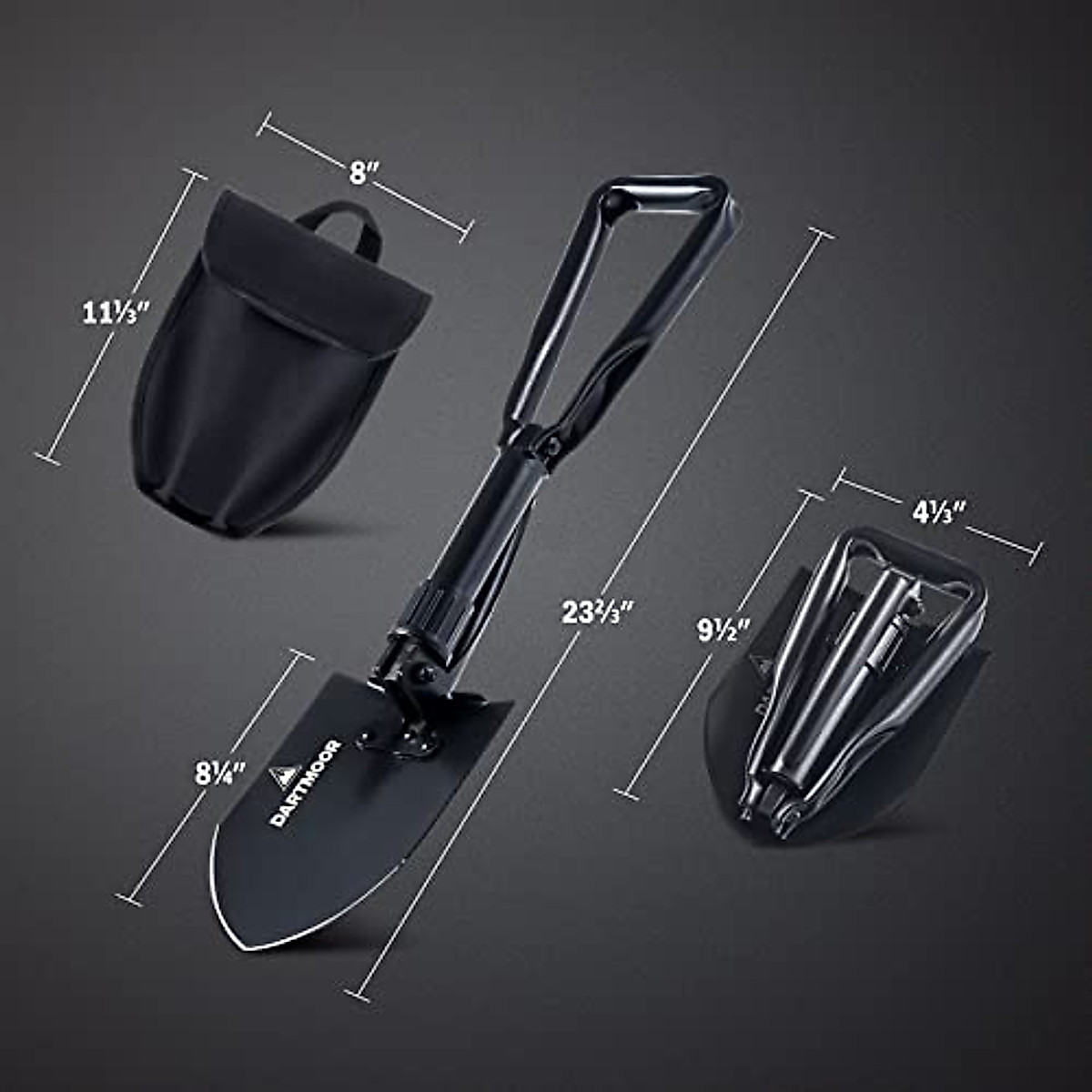 24" Larger Folding Shovel, High Carbon Steel Collapsible Shovel for ...