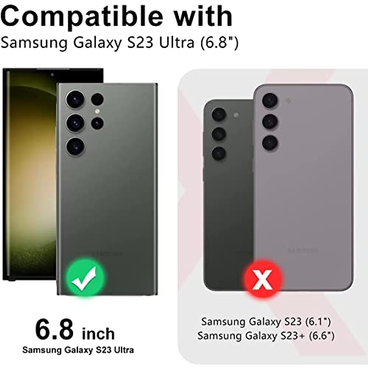 NGB Supremacy Compatible with Samsung Galaxy S23 Ultra Case (6.8 Inch) with Screen Protector (Maximum Coverage, Flexible TPU), Ring Holder/Wrist Strap, Liquid Floating Glitter Cute Case (Crystal Gem)