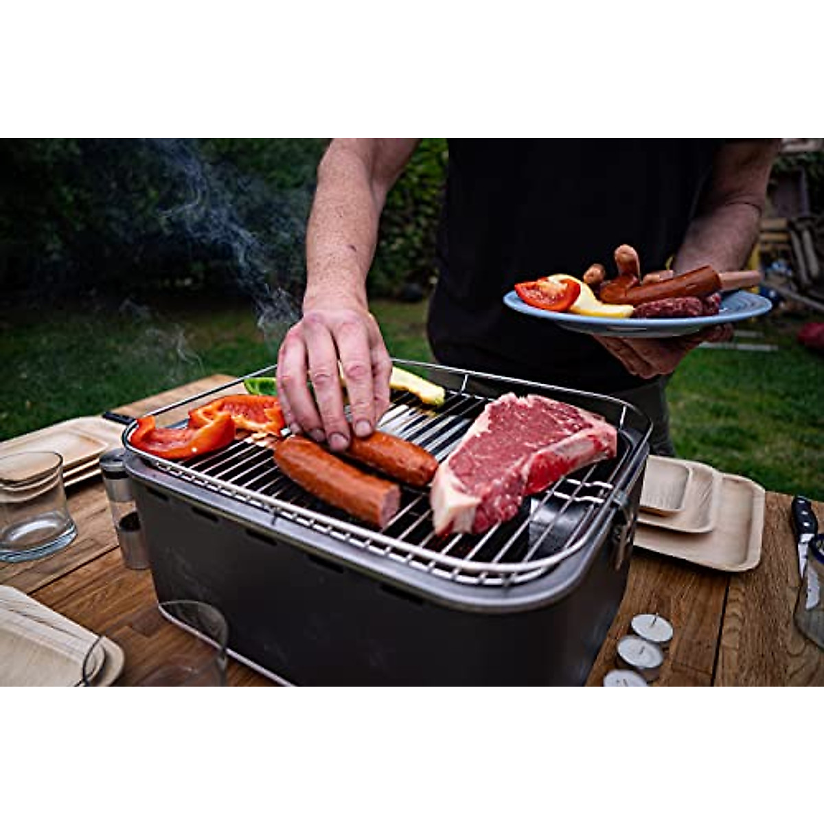 BBQ Dragon Zephyr Portable Grill - BBQ Grill with Built-in Adjustable Speed Fan - Table Top Mini Grill with Stainless Steel Inner Liner - Portable Charcoal Grill for Camping, Beach or Outdoor Picnic