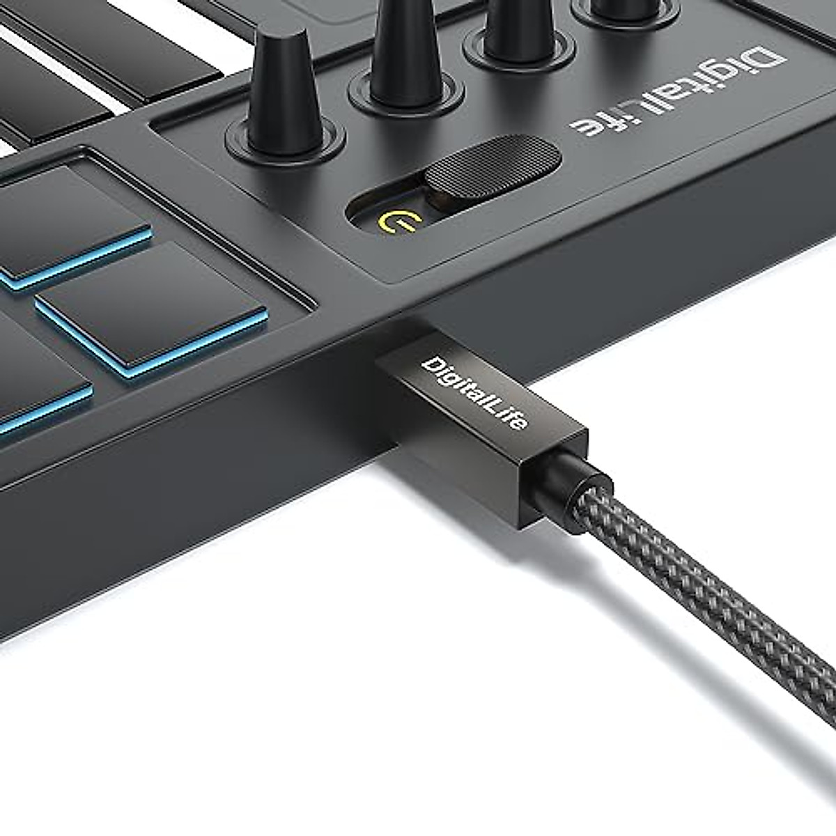 DigitalLife 2m USB Type C to B MIDI Interface Converter Cable, Compatible with Windows 11 / macOS 14 Sonoma (Metal, Nylon Braided)