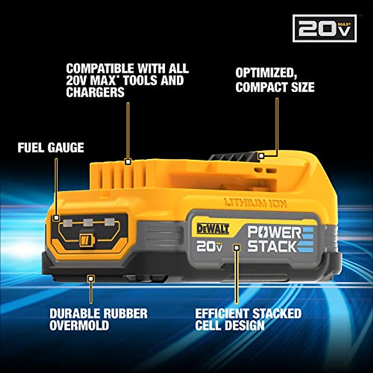 DEWALT 20V MAX* POWERSTACK™ Compact Battery, 2 Pack (DCBP034-2)
