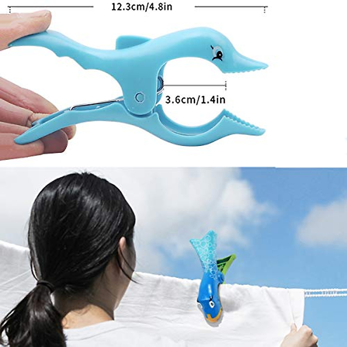 2Pcs Lovely Dolphin Beach Towel Clips for Beach Chairs Home Lounge Chair Towel Over Sized Patio Holiday, Pool Accessories for Chairs Household Bocaclip Baby Stroller