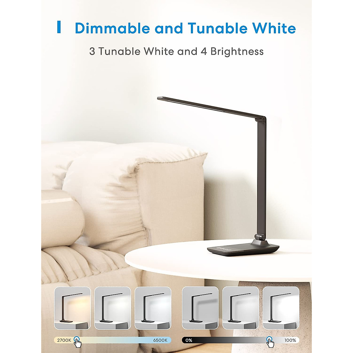 meross Smart Led Desk Lamp, Metal WiFi Lamps Support Apple HomeKit, Alexa and Google Home, Dimmable 2800K-6000K, Timer Schedule, Remote Control, 54 Eye-Caring LEDs Foldable Light for Home Office, 10W