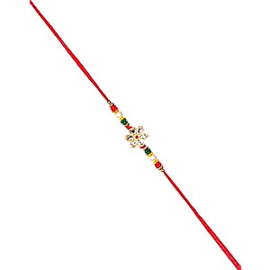 spelerio Bhaiya and Bhabhi Rakhi for Brother Rakshabandhan Thread Lumba Rakhi Floral with Pearl - Designer Lumba (Designer Lumba 4, Standard)