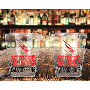 Crazy Bros Tees Nurses Call The Shots - Funny Birthday Idea for Nurses- 1.75 OZ Shot Glass (2)