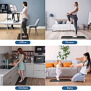 Anti Fatigue Floor Mat, Whekeosh 3/4 Inch Comfort Kitchen Floor Mat with 12 Pcs Rug Tape Non Slip,Kitchen Rugs Memory Foam Cushion for Standing Desk, Home, Office, Garage(17.3" x 33" Black)