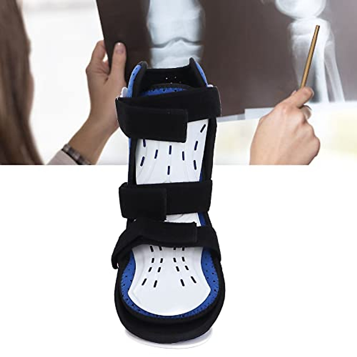 Fracture Boot, Detachable Design Comfortable Short Reinforced Orthopedic Walker Boot Nonslip with Front Protection Plate for Foot Injuries(Left foot, S)