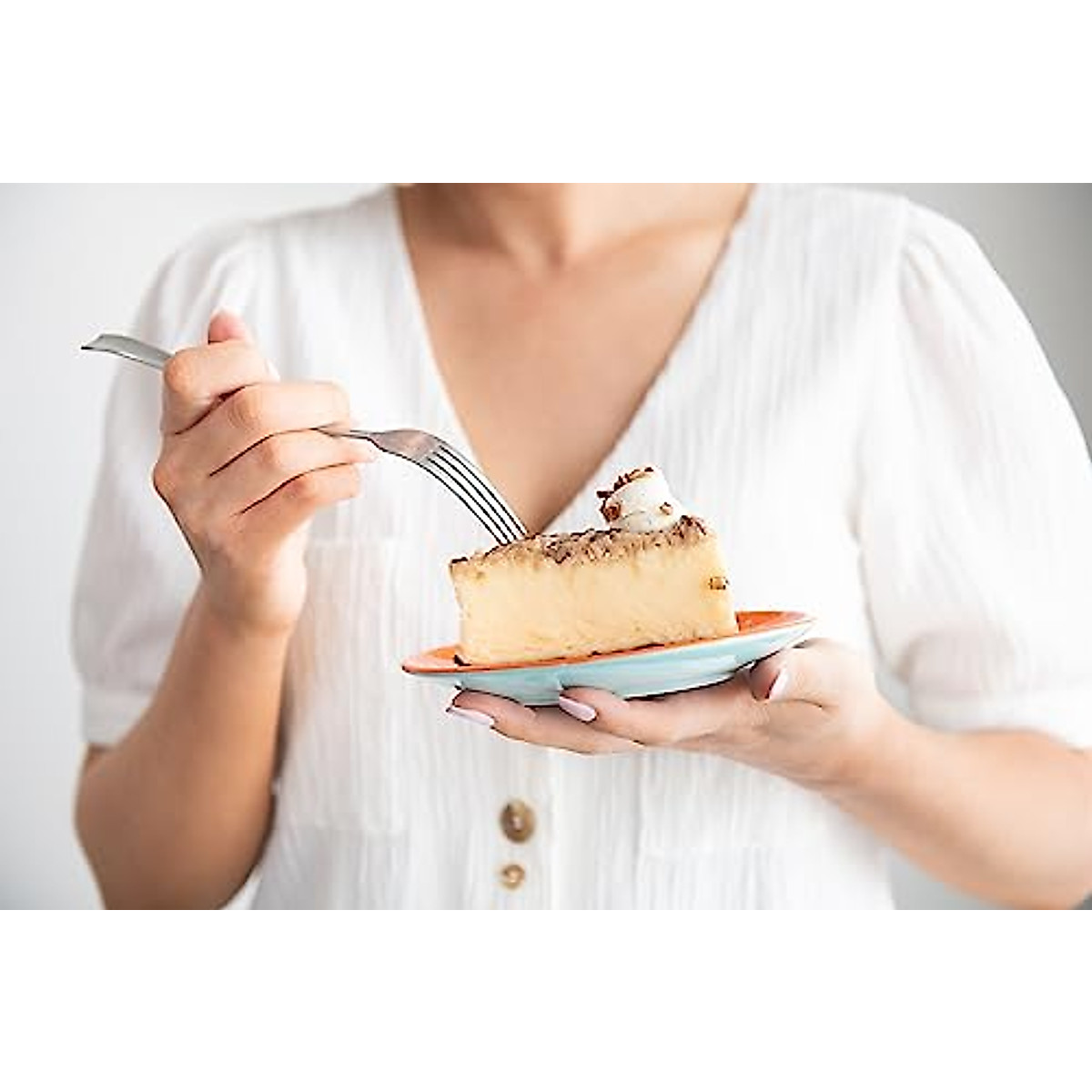 Annovero Small Mini Dessert Plates - Dinnerware for Dessert, Pie, Cake, Cute and Colorful Stoneware Dishes for Kitchen, Microwave and Oven Safe, 6 Inch Diameter, Set of 6