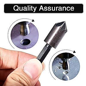 HOHXEN 1/4'' Hex Shank HSS 7 Flute Woodworking Countersink Drill Bit Set 82 Degree Chamfer Countersink Bit Carpentry Reamer 10mm/13mm