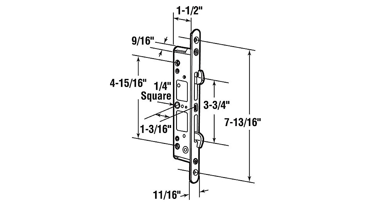 Prime-Line E 2192 Sliding Door Mortise Latch - Secure Dual Hook System