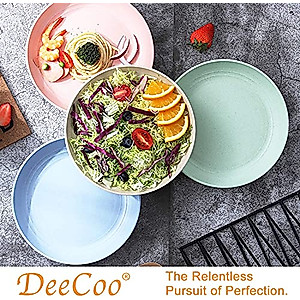 DeeCoo 10 Inch Wheat Straw Deep Dinner Plates - Microwave and Dishwasher Safe, Unbreakable Sturdy Plastic Dinner Plates - Set of 6 - Healthy Cereal Dishes/Kids-toddler & Adult