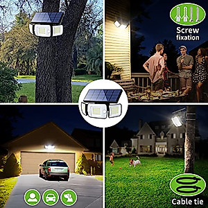 intelamp Solar Motion Sensor Outdoor Lights 2 Pack Solar Flood Lights Outdoor, High Bright 1200LM Security Lights Adjustable Solar Wall Lights with 3 Modes Used for Patio, Garden, Garage, Porch