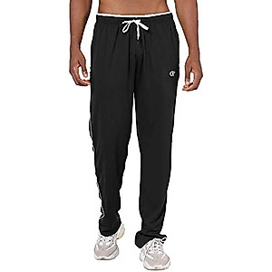 NEIKU Men's Lightweight Sweatpants Loose Fit Open Bottom Mesh Athletic Pants with Zipper Pockets Black/White L