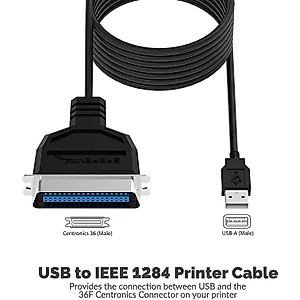 SABRENT USB to Parallel IEEE 1284 Printer Cable Adapter (CB-CN36)