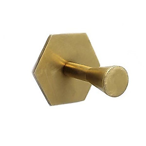 Woodlands Home, Antique Brass Self Adhesive Towel & Robe Hook, Modern Geometric Base, Pack of 4