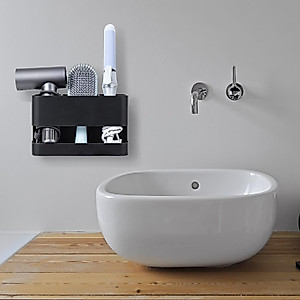 MyGift Modern Wall Mounted Black Metal Hair Styling Tools and Accessories Heat Resistant Holder with 3 Slots, Salon Hot Tool Organizer Rack for Blow Dryer Straightener Curling Iron