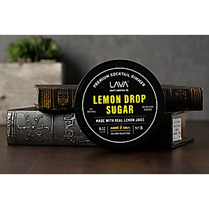 LAVA Premium Lemon Drop Sugar Cocktail Rimmer, All Natural Rimmer Sugar, Sweet & Sour, Real Lemons, Pure Cane Sugar, No Silicon Dioxide, with Easy Screw-On Lid - 5oz