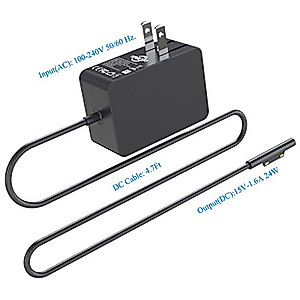 Surface Go Charger,Power Supply Adapter 24W 15V 1.6A Compatible for Surface Go/Go 2/Go 3 Surface Pro 4 Core m3 Surface Pro 3 Core m3 Surface Pro 2017 Core m3 Tablet Surface Laptop Core m3 Travel Bag