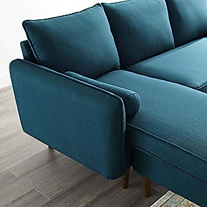 Modway Revive Right Or Left Sectional Modern Upholstered Fabric Sofa Couch, Azure