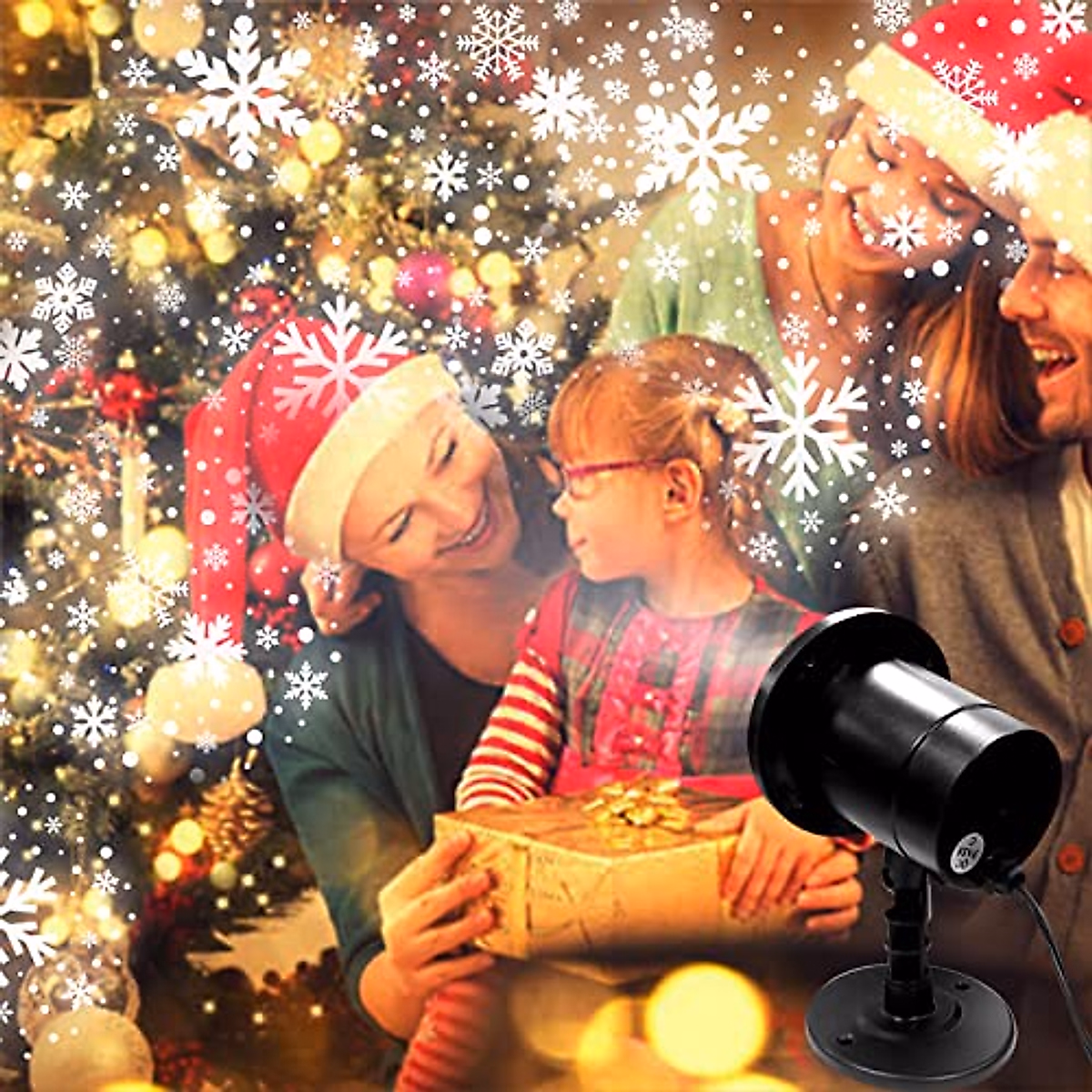 Christmas Snowflake LED Light Projector - Christmas Projector Lights Outdoor with Waterproof Plug in Moving Effect Wall Mountable for Garden Ballroom, Party, Halloween, Holiday