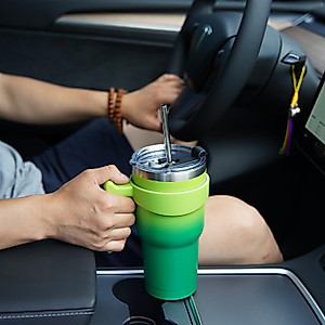 BJPKPK 20 oz Tumbler With Handle And Straw Stainless Steel Insulated Tumbler With Lid Reusable Metal Coffee Cups,Pink & Yellow Rose