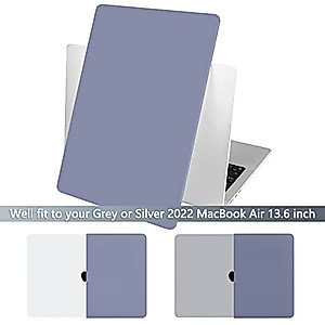 Batianda Compatible with New MacBook Air 13.6 inch Case 2022 2024 with M2 M3 Chip Model A2681/A3113, Rubberized Smooth Touch Plastic Protective Hard Shell Keyboard Cover, Lavender Grey