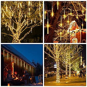 Meteor Shower Rain Lights, 19Ft 8 Tube 192 LEDs Christmas Lights Icicles, Icicle Lights Outdoor for Christmas Trees, Christmas Decoration Lights for Patio Garden Lawn Outdoor Christmas Lights