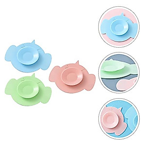 Kisangel 3pcs Anti-Fall Baby Double-Sided Store Infant Silicone Tableware Holder Cartoon Fixing Anti-Slip Cutlery Sucker Base Hotel Kids Cups Fixer Bases Cafe Pad Fixed Bowl for Plate Mat