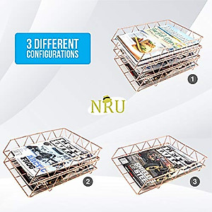 3 NRU, 3 Tier Organizer, File Tray, Rose Gold, Metal Letter, Tray File Organizer