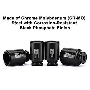 Mayouko 7PCS 1/2 Inch Drive Deep Impact Socket Set, 1-3/8" - 1-3/4", Spindle Axle Nut Sockets, SAE, Deep, 6-Point, CR-MO