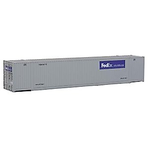 Walthers SceneMaster HO Scale Model of FedEx MultiModal (Gray, Purple) 53' Singamas Corrugated Side Container,949-8504