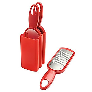 KUHN RIKON 20190 Swiss Grater Set of 3 with Storage Caddy, Red