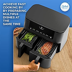 Air Fryer Rack for Double Basket Air Fryers, 304 Stainless Steel Multi-Layer Rack, Air Fryer Accessories Dehydrator Rack Compatible with Dual/Double/Two Basket Air Fryers