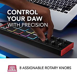 AKAI Professional LPD8 - USB MIDI Controller with 8 Responsive RGB MPC Drum Pads for Mac and PC, 8 Assignable Knobs and Music Production Software