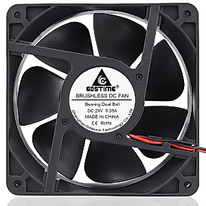 GDSTIME Dual Ball Bearings 1238 Cooling Fan, 120mm x 38mm 24V DC 125CFM Brushless Cooler Fan