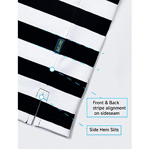 Zengjo Black and White Striped Shirt Men(L,Black&White Wide)