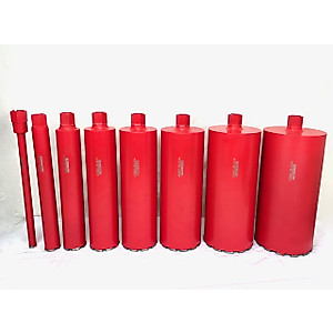 1" - 8" Inch Diamond Wet Core Drill Bit Set 1-1/4” Threaded by BLUEROCK Tools for Concrete Rebar Asphalt Brick Rock Masonry Hole Barrel Coring Bits