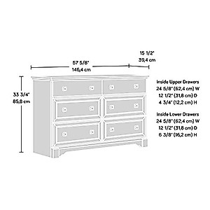 Sauder Palladia Dresser, L: 57.64" x W: 15.51" x H: 33.78", Split Oak Finish