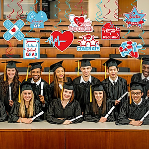 INNORU Congrats Doctor Hanging Swirls Streamers, Foil Ceiling Doctor Graduation Party Swirls Supplies, Medical School Graduation Party Hanging Decorations Supplies 15 PCS