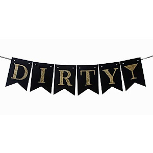 Dulcet Downtown Dirty Thirty Black Cardstock Banner with Gold Letters