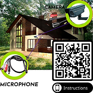 CCTV Microphone Outdoor Microphone for Security Camera IP: Audio Microphone CCTV Surveillance Microphone RCA with High Sensitive Preamp Amplified Pickup Device Mic External Camera Sound (1 Pack)
