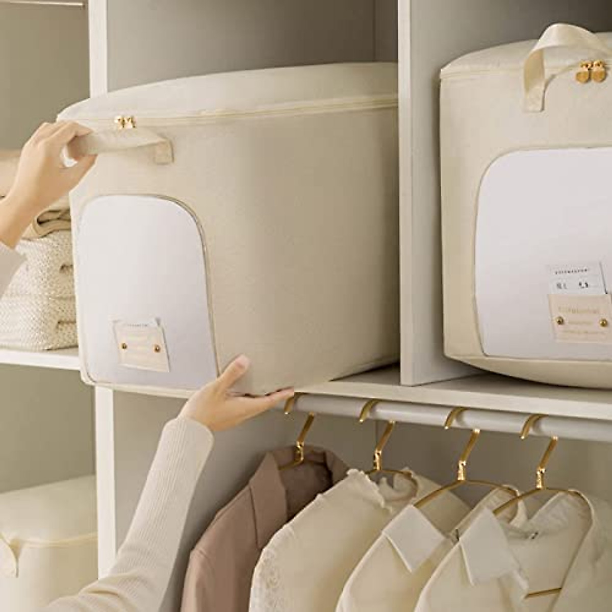 Askfairy Multipurpose Storage Bag, Foldable Quilt Storage Bag for Quilts,Blankets, Clothes, Breathable, Sturdy