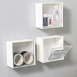 6 Pcs Self Adhesive Small Storage Box,Cotton Pads Holder Dispenser Container Case for Bathroom Cotton Swab, Floss, Hairpin, Rubber Band, Clip Household Organize