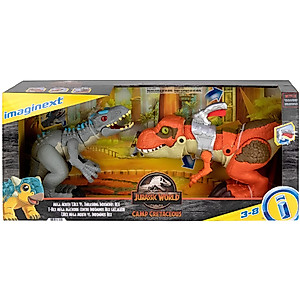Fisher-Price Imaginext Jurassic World Camp Cretaceous Indominus Rex and T. Rex, Dinosaur Toy Set for Preschool Kids Ages 3-8 Years