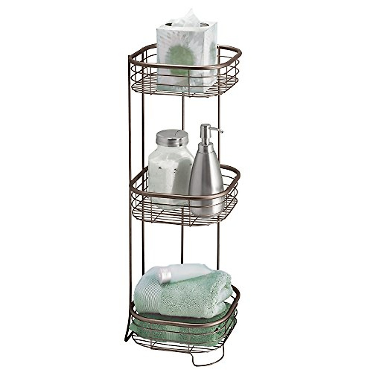 iDesign Standing Shower Caddy Organizer, The Forma Collection – 9.5" x 9.5" x 26.25", Bronze