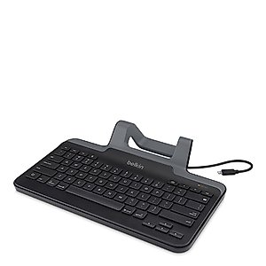 Belkin Wired Keyboard Stand For Apple iPad - Tablet Stand for Apple iPad, iPad Pro, iPad Mini & iPad Air Models w/ Lightning Port - iPad Accessories - Wired Keyboard iPad Stand w/ Full Size Keycaps