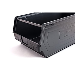 12 Pack Small Storage Bin, Wall Mount Storage, Hanging and Stacking Bin, Freestanding | 20” x 12” x 8” Plastic Container | Black | Zeus 4PLZ06 StorageCompat