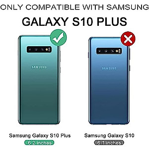 Samsung Galaxy S10 Plus Case Hard Case 3-Layer Shockproof Protection Cover Detachable Anti-Skid Multifunctional Cover Kickstand with Card Slot and Mirror for Samsung Galaxy S10 Plus Black